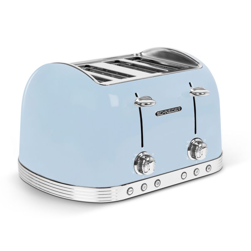 Retro broodrooster in mooie lichtblauwe kleur met 4 sleuven