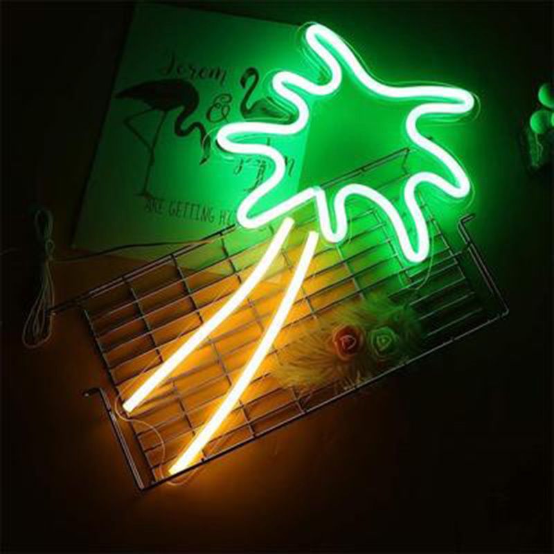 Retro Neon Verlichting Palmboom - Groen Geel