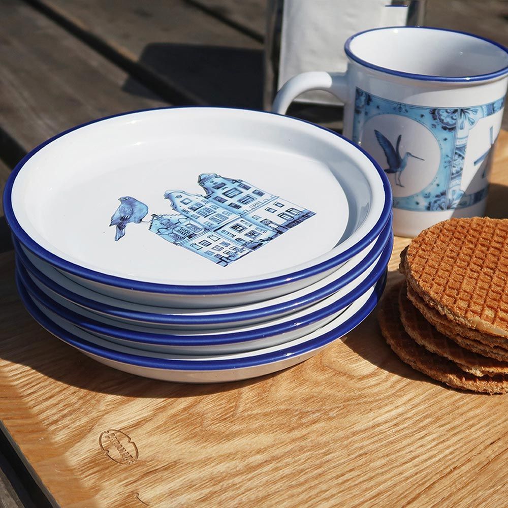 Cabanaz Retro Gebaksbord Emaille geïnspireerd Classic White