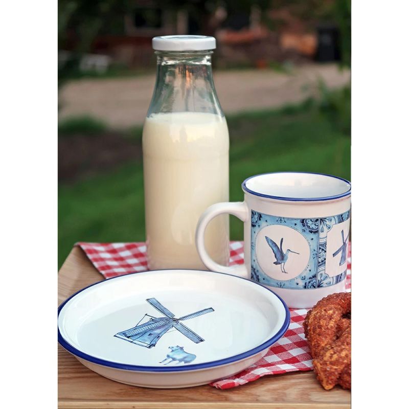 Cabanaz Retro Gebaksbord Emaille geïnspireerd Classic White