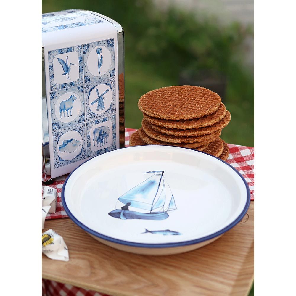 Cabanaz Retro Gebaksbord Emaille geïnspireerd Classic White